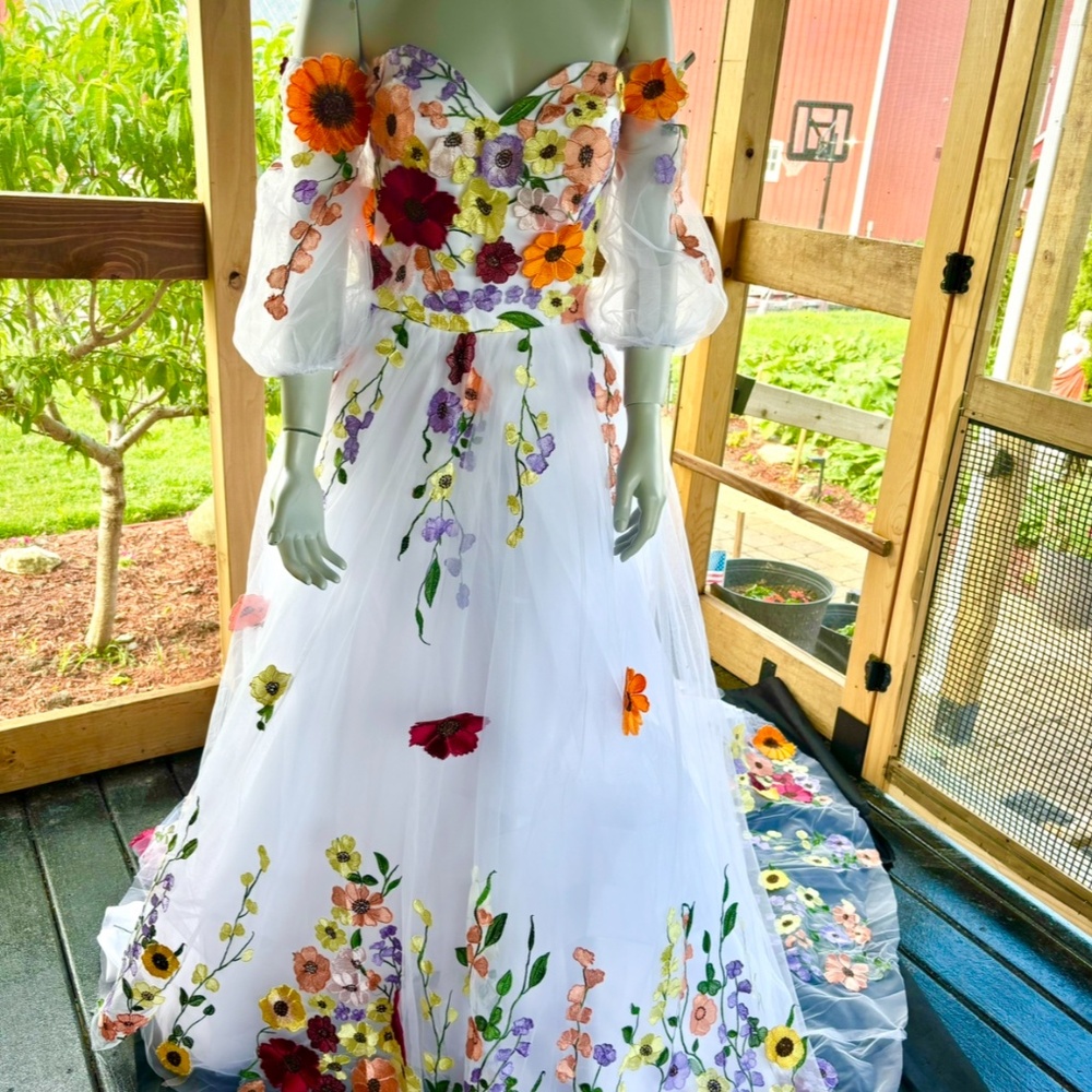 Colorful Floral Wedding Dress - Gem
